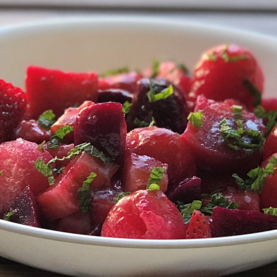 Strawberry, Beet, and Watermelon Salad - An Italian dish